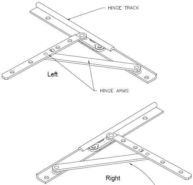 Window Restore Caradco Awning Adjustable Hinge and 14" Track Set CA106